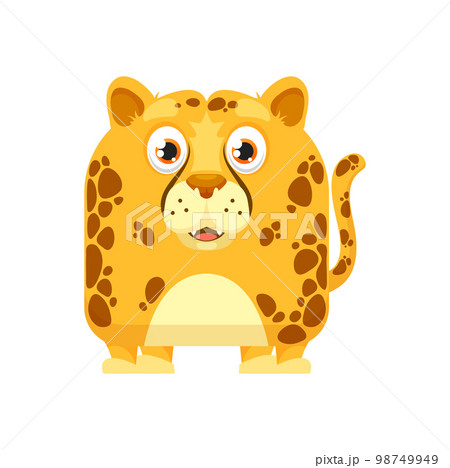 Cartoon kawaii square leopard animal face,...のイラスト素材 [98749949] - PIXTA