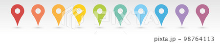 Set of colorful map pointersのイラスト素材 [98764113] - PIXTA