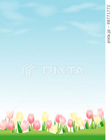 チューリップと空の背景 縦のイラスト素材 [98771772] - PIXTA