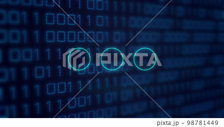 Image of neon circles over binary code on...のイラスト素材 [98781449] - PIXTA