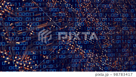 Image of binary code over integrated circuitのイラスト素材 [98783417] - PIXTA