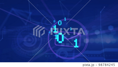 Image of binary coding, icons, data processing...のイラスト素材 [98784245] - PIXTA