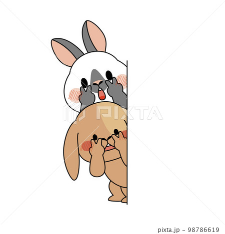cute emoji rabbit character sneaking a peekのイラスト素材 [98786619] - PIXTA