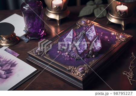 Magic purple gemstones for esoteric spiritual...のイラスト素材 [98795227] - PIXTA