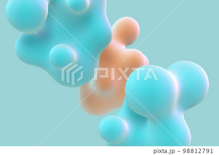 3D floating colored nanoparticles on blue...のイラスト素材 [98812791] - PIXTA