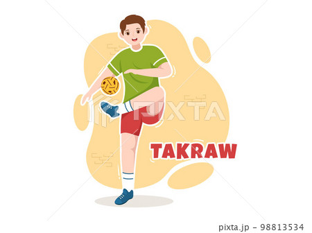 Sepak Takraw Illustration with Athlete Playing...のイラスト素材 [98813534] - PIXTA