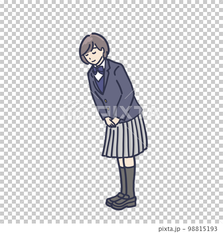 Illustration of a high school girl in uniform... - Stock Illustration ...