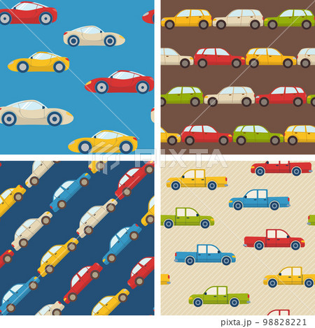 Set of seamless patterns with carsのイラスト素材 [98828221] - PIXTA