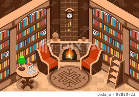 Isometric Library Interiorのイラスト素材 [98830722] - PIXTA