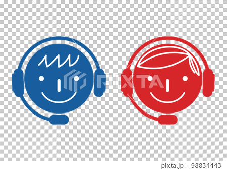 Call center male and female operator face icons - Stock Illustration ...