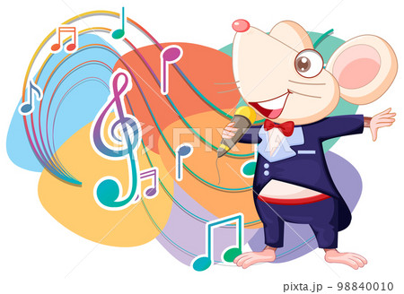 Rat singer cartoon character on white backgroundのイラスト素材 [98840010] - PIXTA