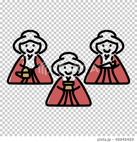 Doll's Festival Hina Dolls Three court ladies - Stock Illustration ...
