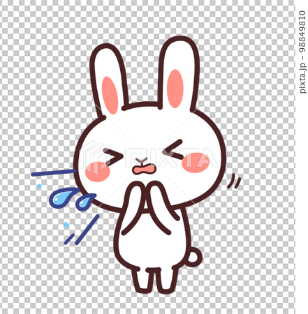 A cute sneezing rabbit character Illustration... - Stock Illustration ...