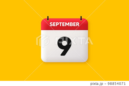 Calendar date 3d icon. 9th day of the month...のイラスト素材 [98854071] - PIXTA