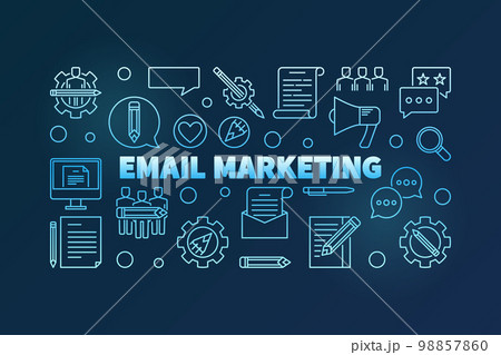 Email Marketing vector blue thin line...のイラスト素材 [98857860] - PIXTA