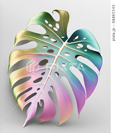Rainbow Monstera Leaf Texture Exotic Tropical...のイラスト素材 [98865545] - PIXTA