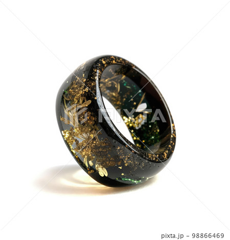 Black Resin Ring Isolated, Handmade Epoxy Resin...のイラスト素材 [98866469 ...