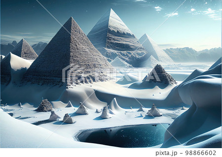 Ancient Pyramids in Snow, Egypt Pyramid in...のイラスト素材 [98866602] - PIXTA