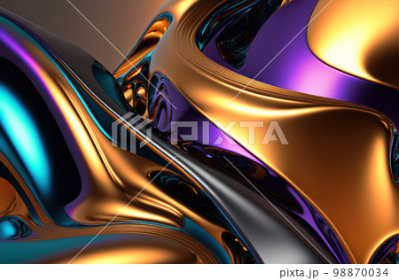 Psychic waves bold metallic color tone abstract...のイラスト素材 [98870034 ...