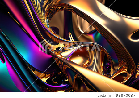 Psychic waves bold metallic color tone abstract...のイラスト素材 [98870037 ...