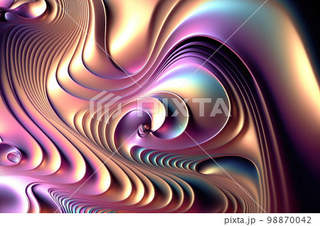 Psychic waves bold metallic color tone abstract...のイラスト素材 [98870042 ...