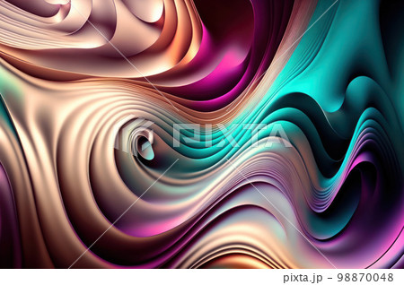 Psychic waves bold metallic color tone abstract...のイラスト素材 [98870048 ...