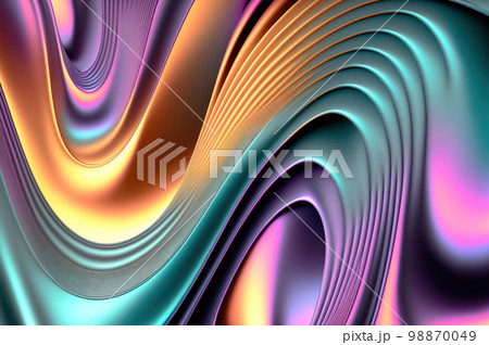 Psychic waves bold metallic color tone abstract...のイラスト素材 [98870049 ...