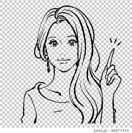 Monochrome line drawing illustration of a woman - Stock Illustration ...