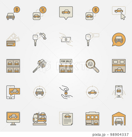 Buying a vehicle colorful iconsのイラスト素材 [98904337] - PIXTA