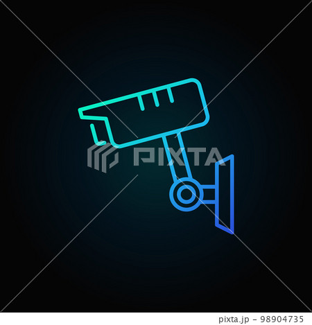CCTV camera vector blue icon in thin line styleのイラスト素材 [98904735] - PIXTA
