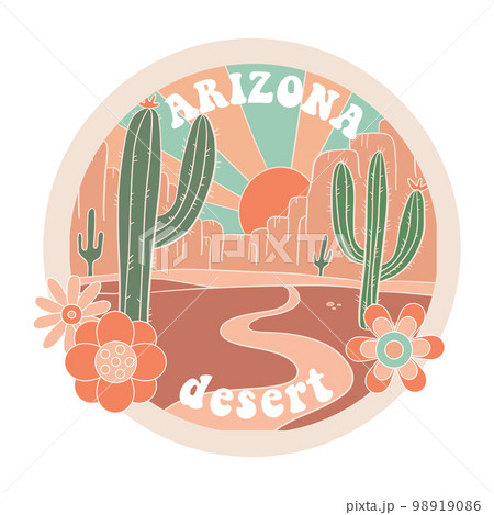 Arizona Desert Clip Art Arizona Desert Vibes Print. Vector