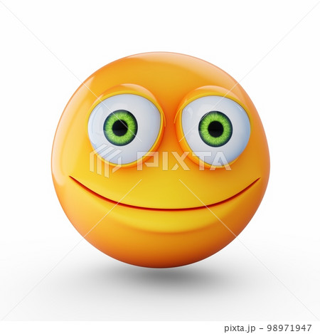 3D Rendering happy emoji isolated on white...のイラスト素材 [98971947] - PIXTA