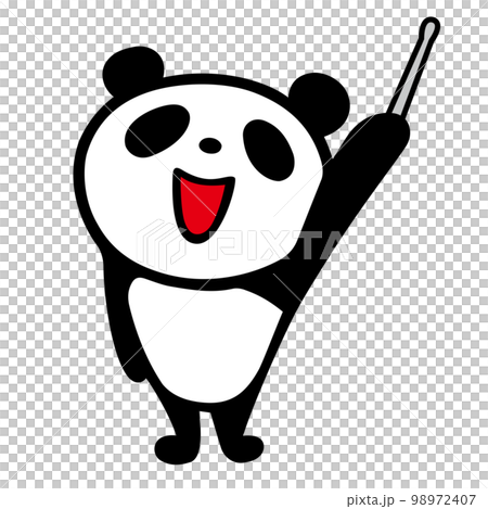 Cute simple panda pointing stick left hand - Stock Illustration ...