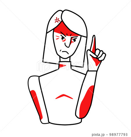 Angry woman, annoyed emotion. Irritated half...のイラスト素材 [98977793] - PIXTA