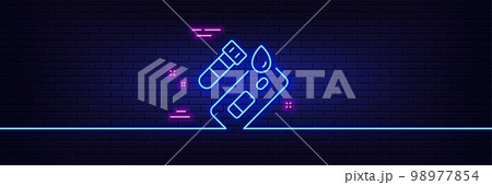 Neon light glow effect. Covid test line icon....のイラスト素材 [98977854] - PIXTA