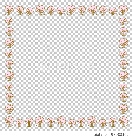 Cherry blossom tree frame color square - Stock Illustration [98988302 ...