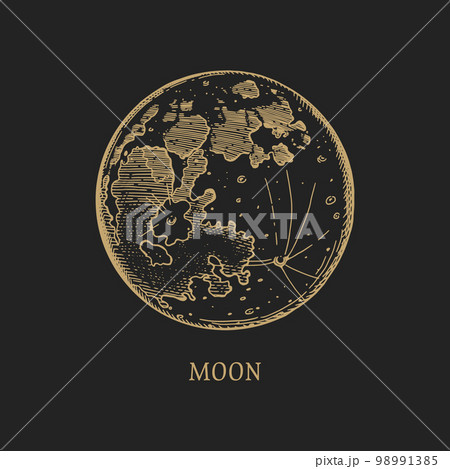 Full moon hand drawing sketchのイラスト素材 [98991385] - PIXTA