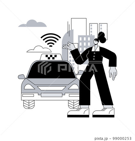 Autonomous taxi abstract concept vector...のイラスト素材 [99000253] - PIXTA
