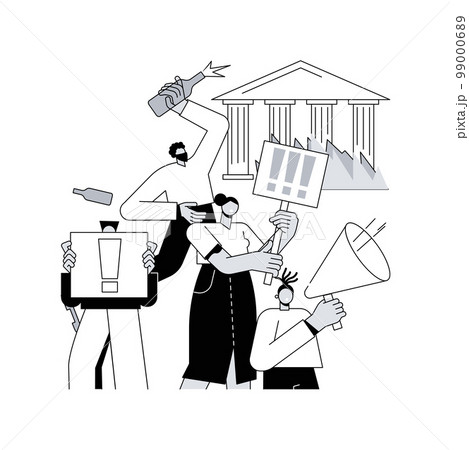 Mass riots abstract concept vector...のイラスト素材 [99000689] - PIXTA