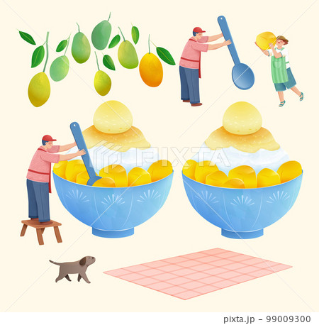 Mango and character elements setのイラスト素材 [99009300] - PIXTA