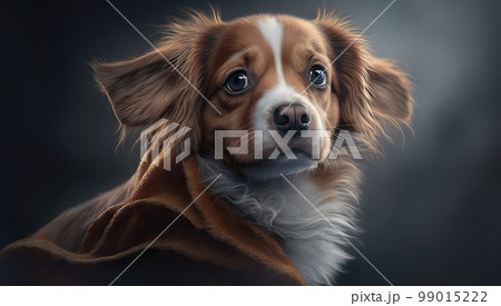Adorable cute happy alive dog realistic graphic...のイラスト素材 [99015222 ...