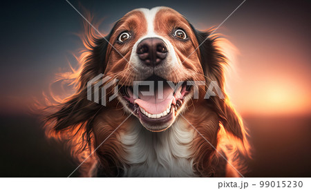 Adorable cute happy alive dog realistic graphic...のイラスト素材 [99015230 ...