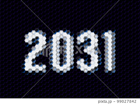Sign of the 2031 year with hex pixel grid. New...のイラスト素材 [99027842] - PIXTA