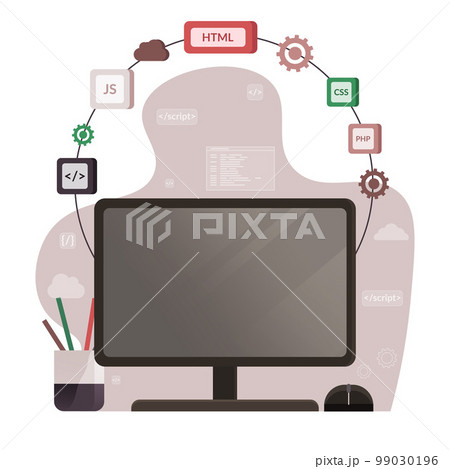 Programming languages design, program code on...のイラスト素材 [99030196] - PIXTA