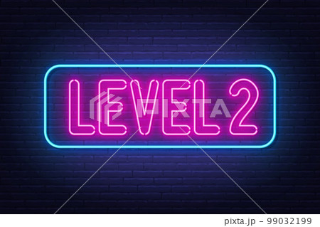 Level 2 neon sign on brick wall background.のイラスト素材 [99032199] - PIXTA