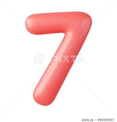 3d Number 7. Seven Number sign red color.のイラスト素材 [99066067] - PIXTA