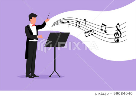 Business flat cartoon style drawing man music...のイラスト素材 [99084040] - PIXTA