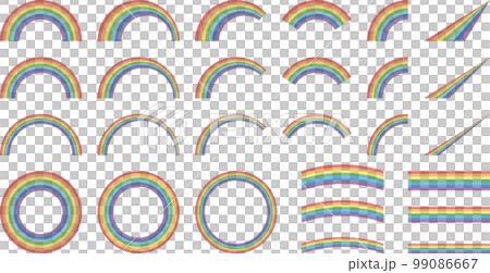 A set of 27 types of 7-color rainbows - Stock Illustration [99086667 ...
