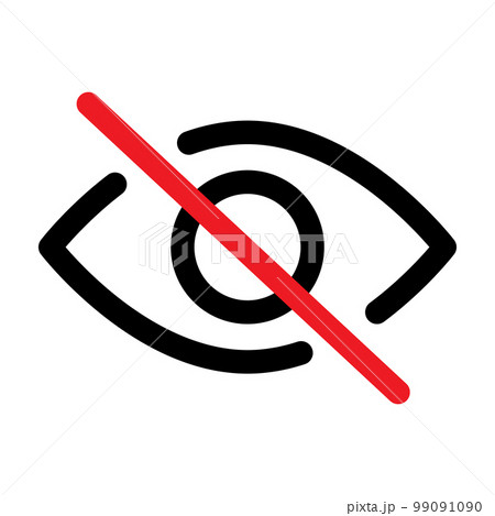 Eye off icon line isolated on white background....のイラスト素材 [99091090 ...