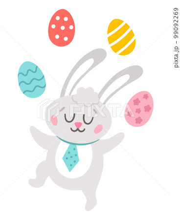 Vector Easter bunny icon. Rabbit juggling with...のイラスト素材 [99092269] - PIXTA
